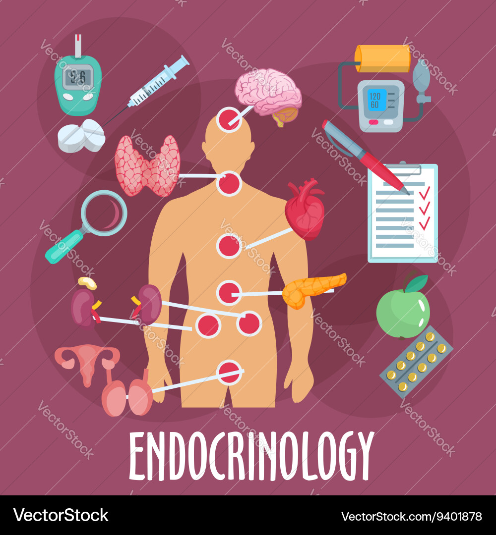 Endocrinology and endocrine system flat icon Vector Image