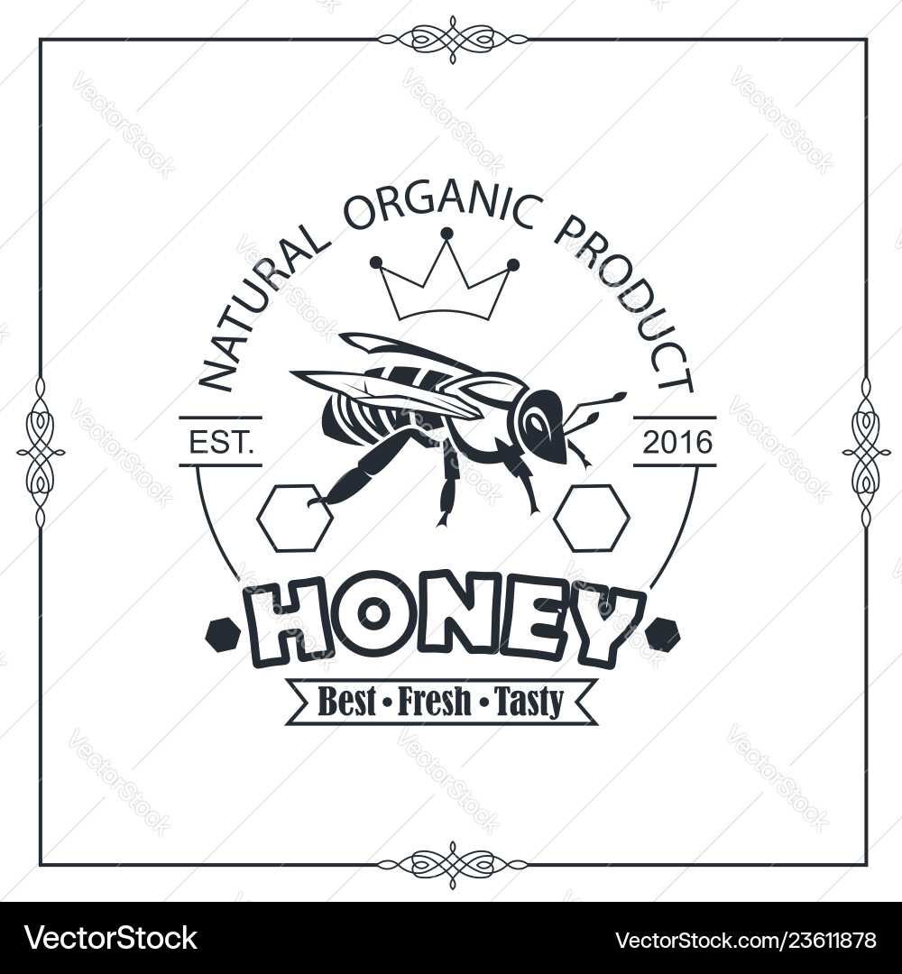 Honeybee Emblem - Beehive Icon Royalty Free Vector Image