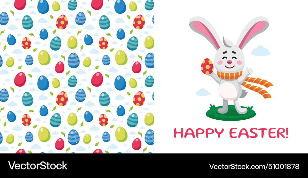 Postcard template with easter rabbit holding Vector Image