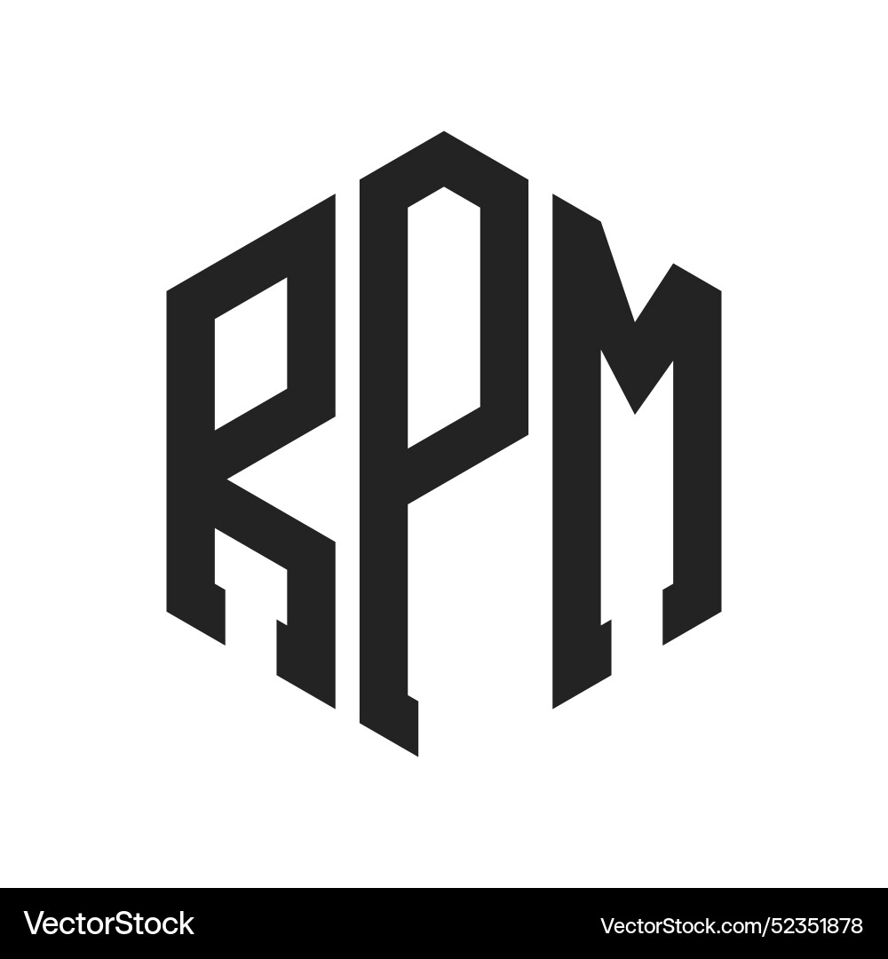 Rpm logo design initial letter monogram Royalty Free Vector