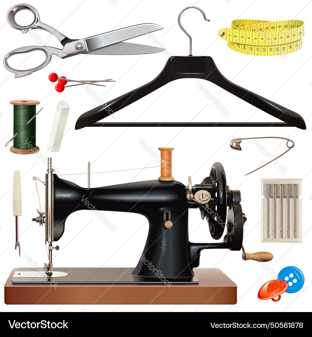 Sewing supplies set Royalty Free Vector Image - VectorStock