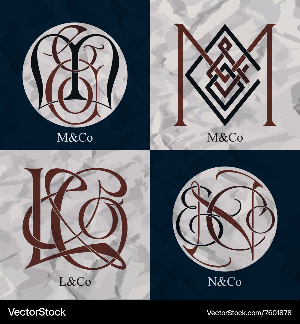 Vintage monograms - 4 sets series Royalty Free Vector Image