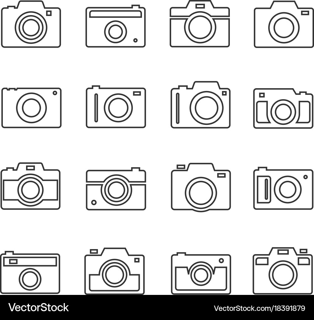 Camera outline set Royalty Free Vector Image - VectorStock