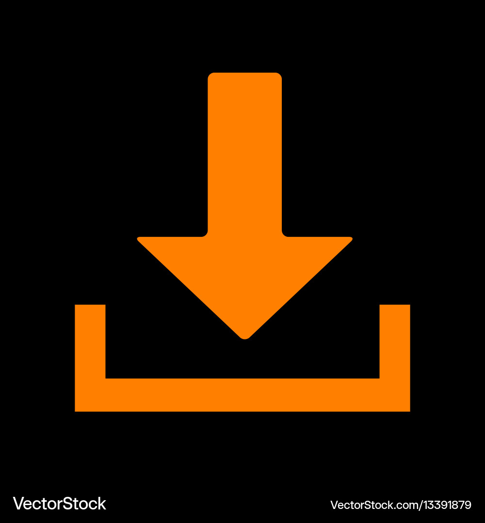 Download sign orange icon on black Royalty Free Vector Image