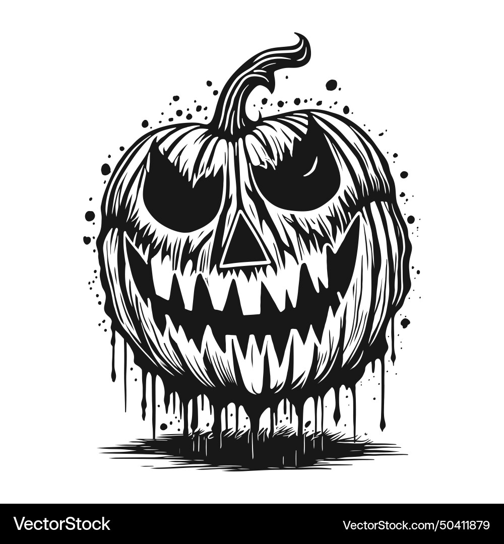 Halloween pumpkin line art isolated on white Vector Image