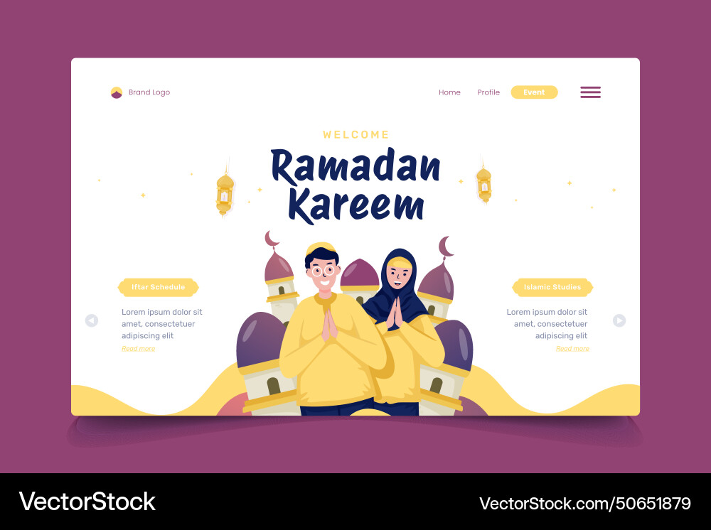 Islamic ramadan kareem on landing page design Vector Image