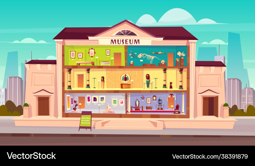 Natural history museum building cartoon Royalty Free Vector