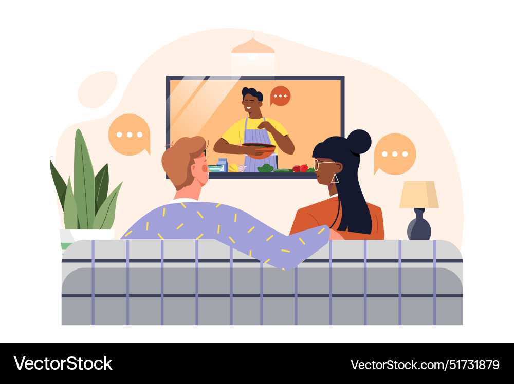 People with favorite television show Royalty Free Vector
