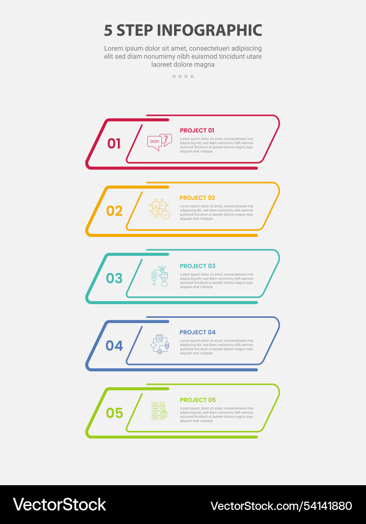 5 points template infographic outline style Vector Image