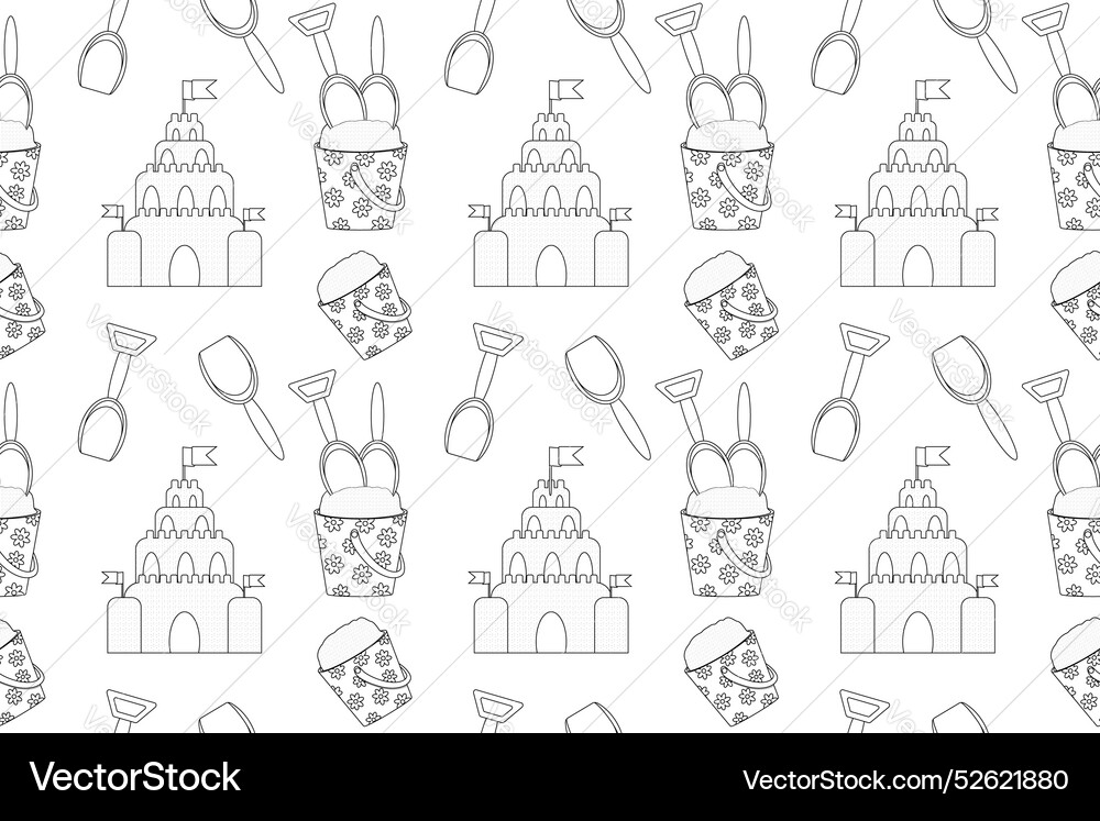 Beach sand toys coloring page Royalty Free Vector Image