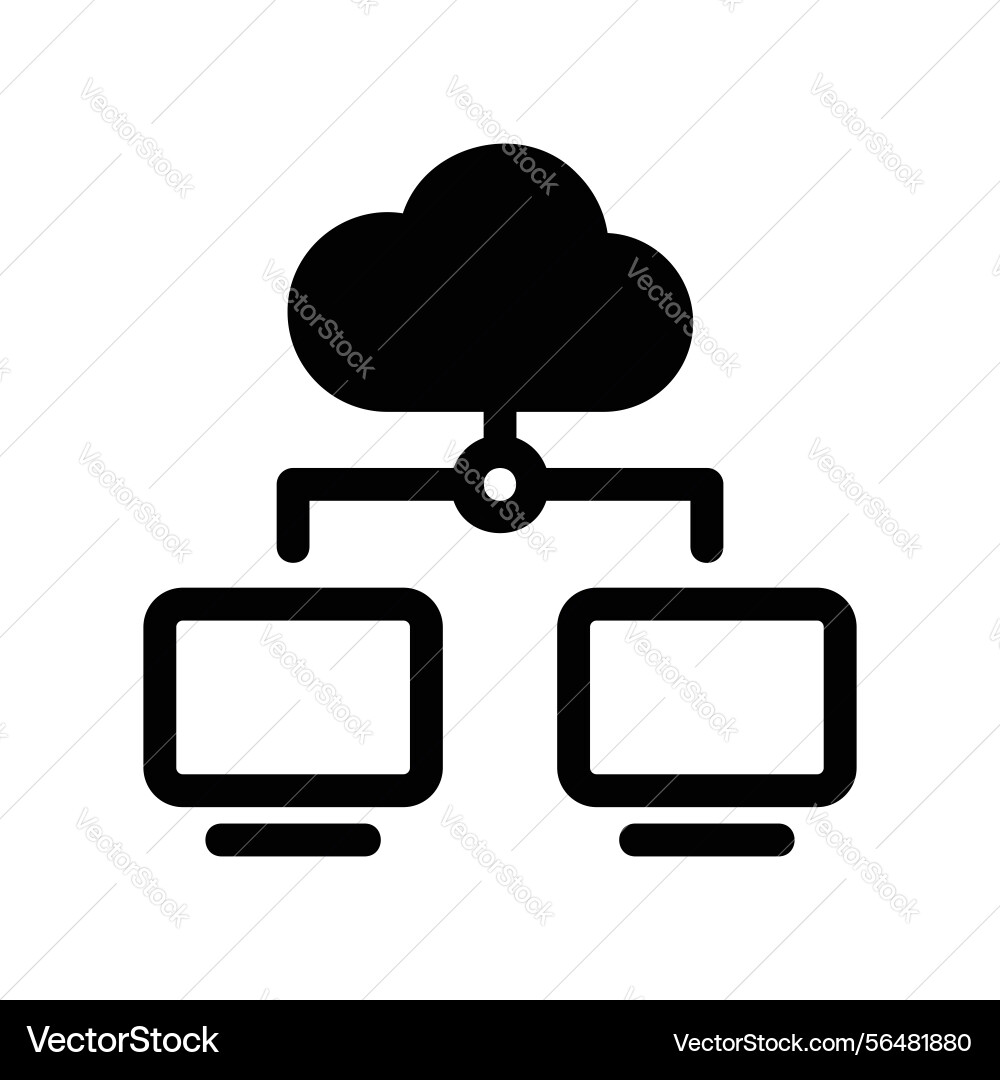 Cloud network diagram connecting two desktop Vector Image