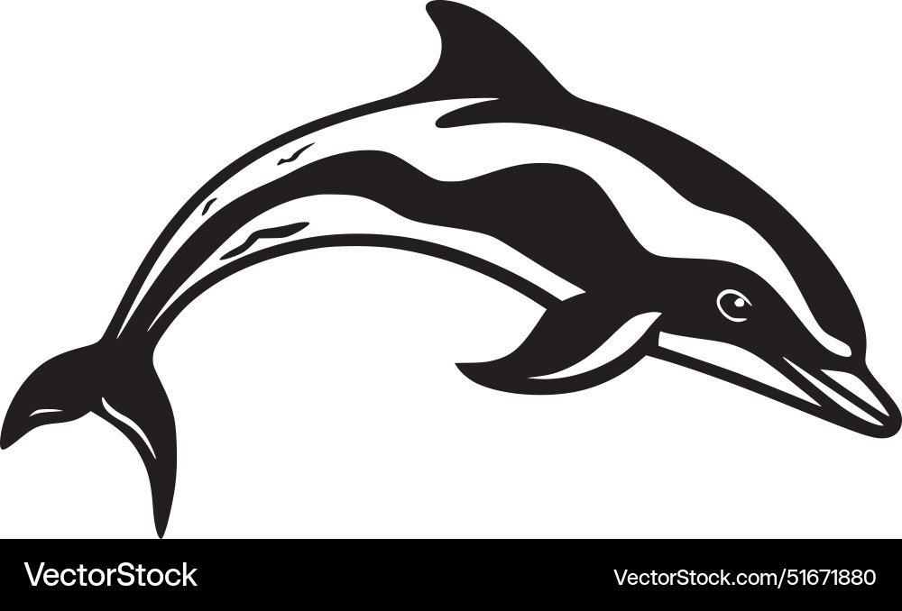 Dolphin - black and white Royalty Free Vector Image
