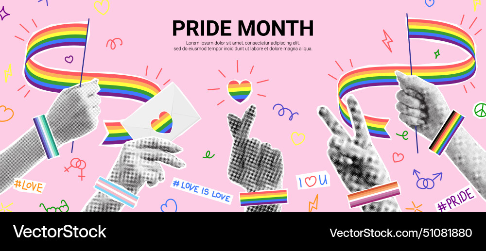 Festive collage for pride month Royalty Free Vector Image