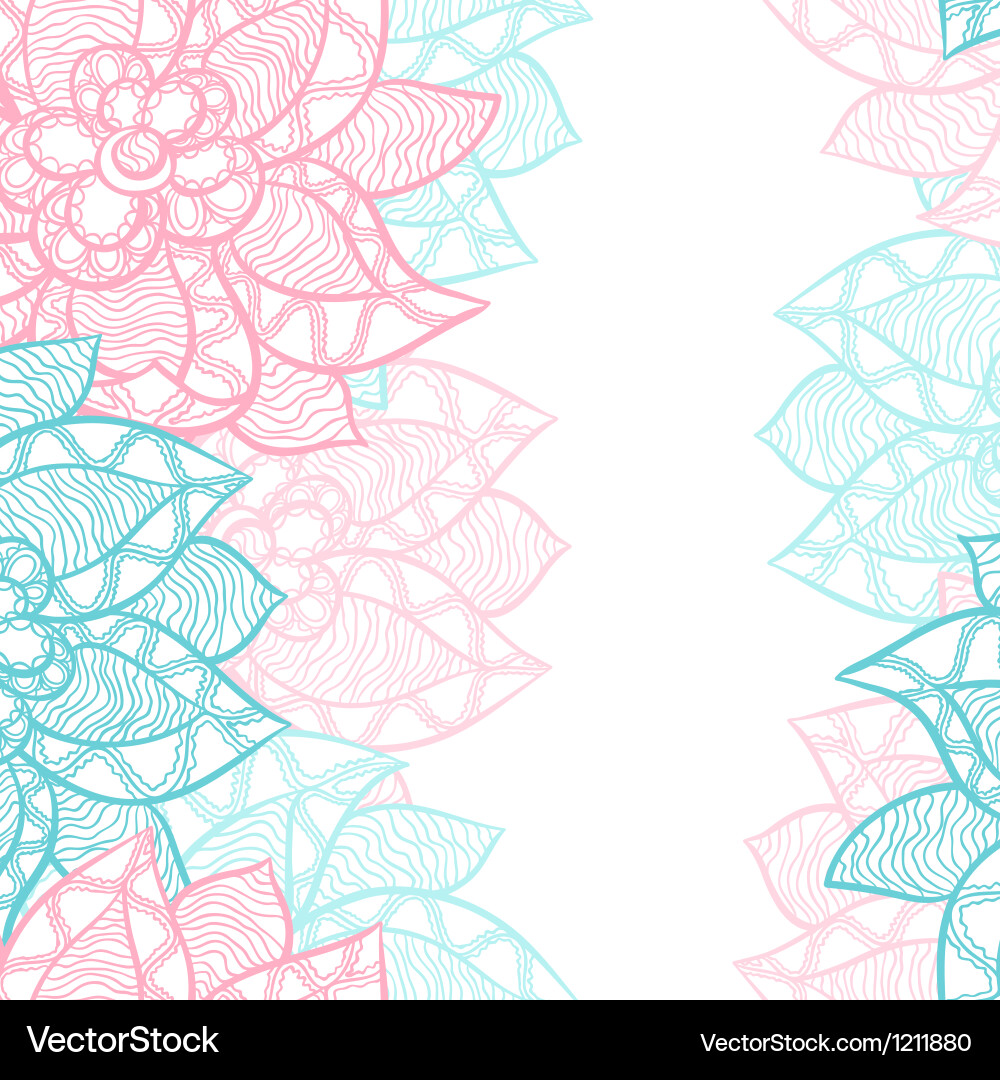 Floral border with abstract hand drawn flowers Vector Image