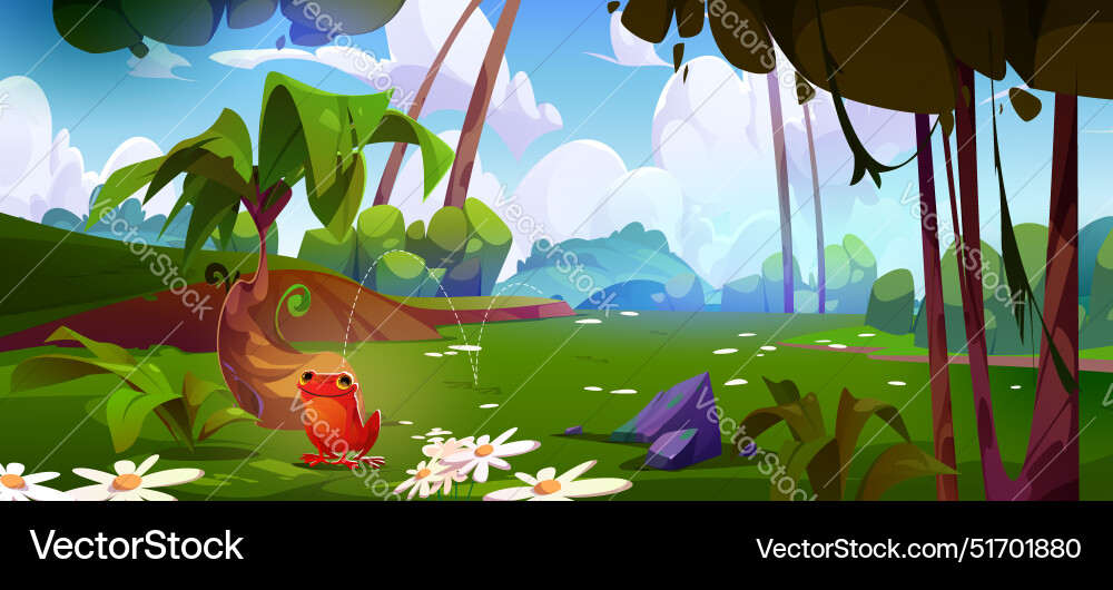 Green amazon forest with tree and bush plant Vector Image