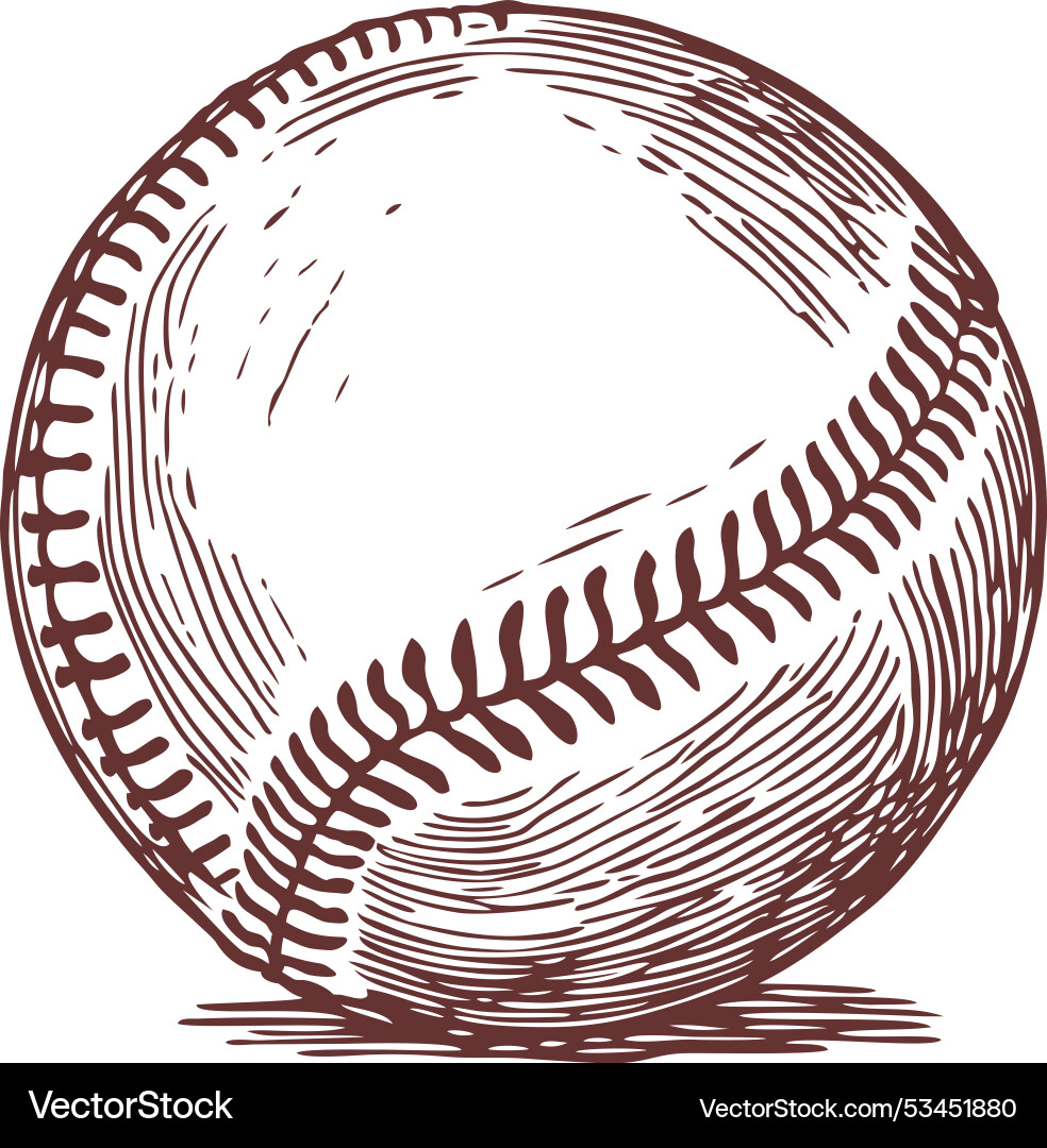 Vintage Baseball Ball Drawing Royalty Free Vector Image