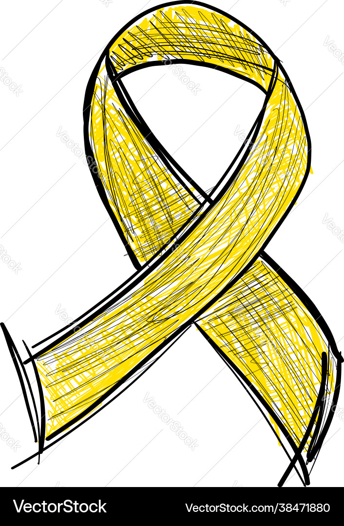 Yellow ribbon awareness isolated on white Vector Image