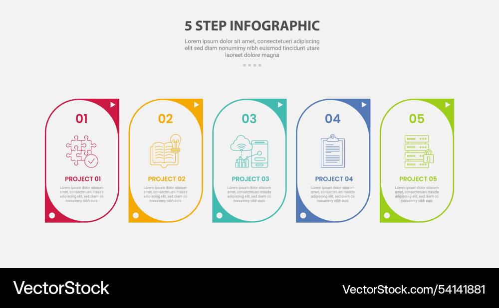 5 points template infographic outline style Vector Image