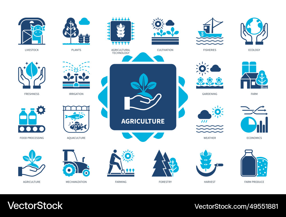 Agriculture solid icon set Royalty Free Vector Image