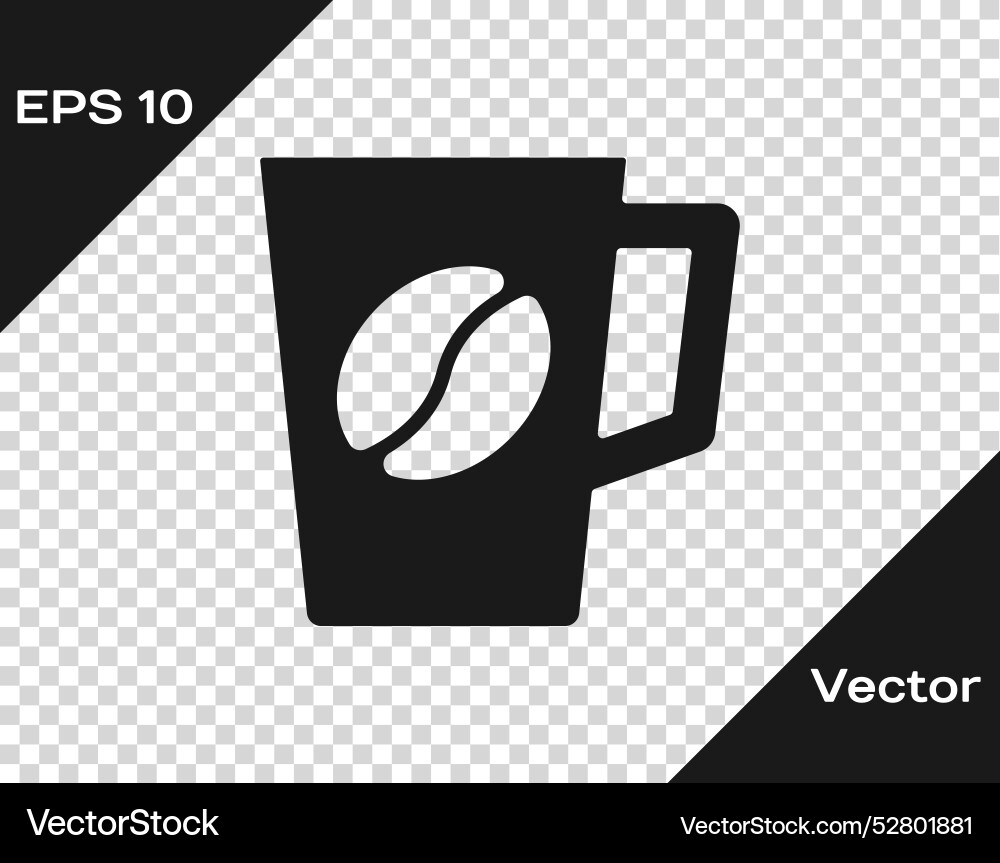 Black coffee cup icon isolated on transparent Vector Image