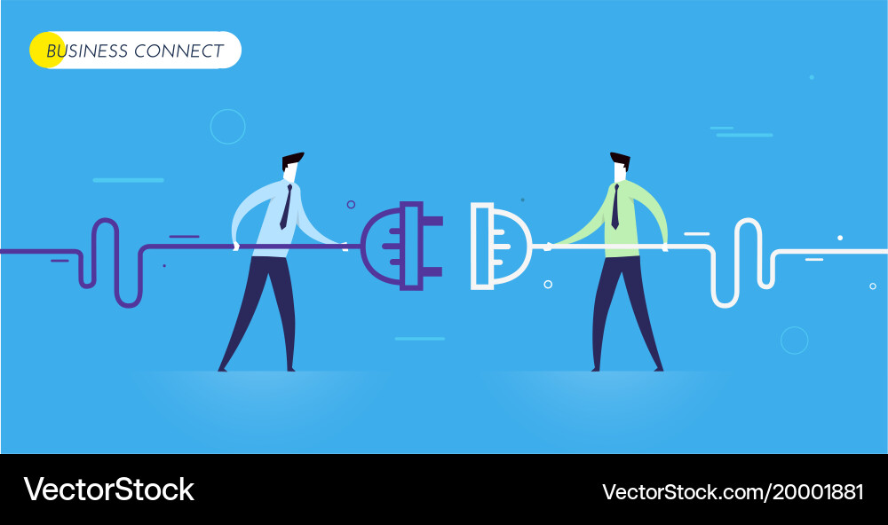Businessmen connect connectors Royalty Free Vector Image