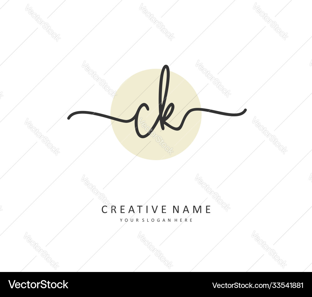 C k ck initial letter handwriting and signature Vector Image