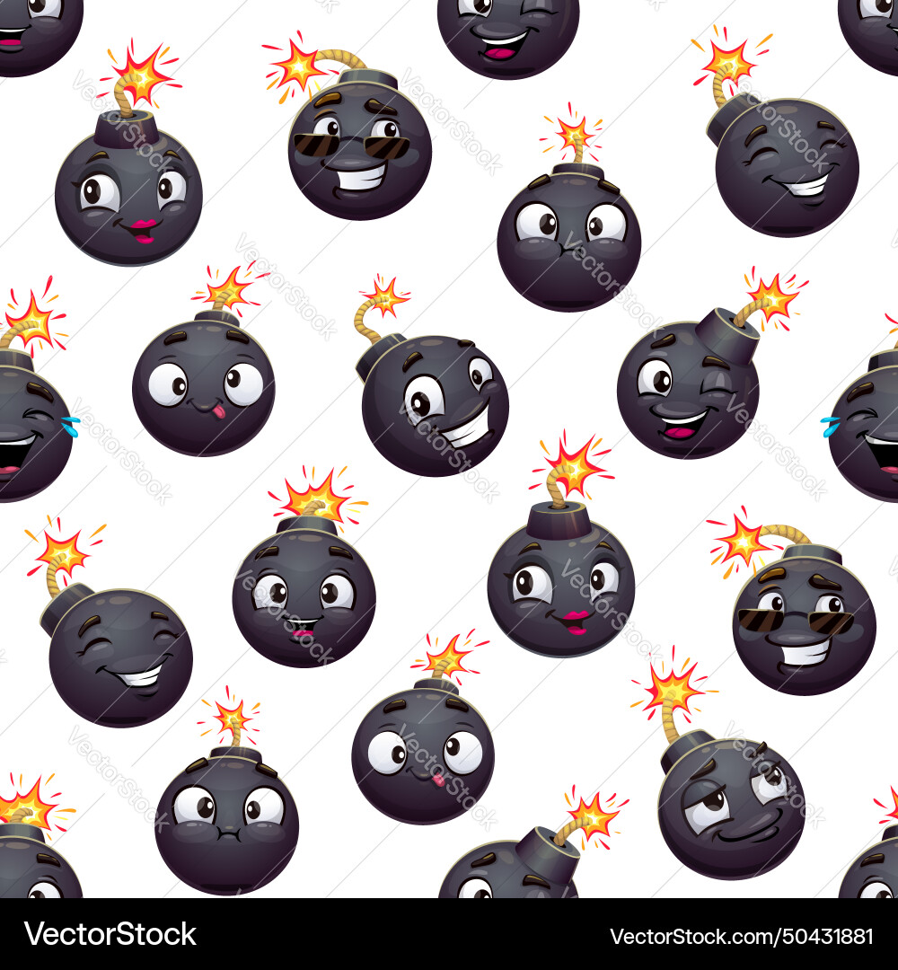 Cartoon bomb funny characters seamless pattern Vector Image