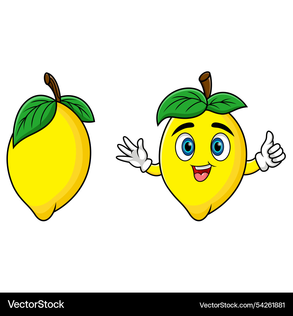 Cartoon lemon fruit giving thumbs up Royalty Free Vector