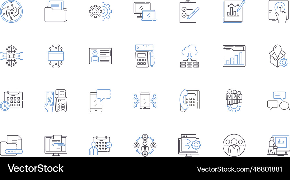 Coalescing organizations line icons collection Vector Image
