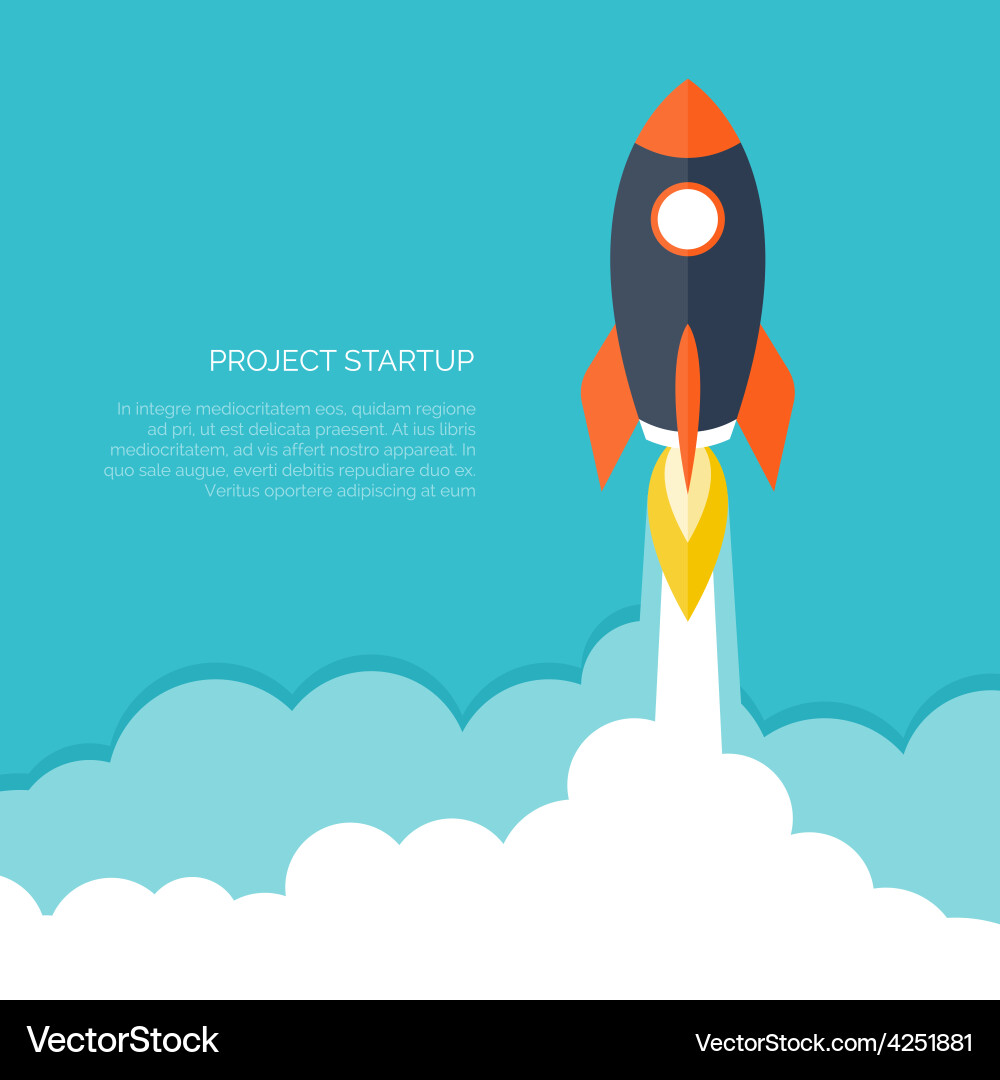 Flat rocket icon startup concept project Vector Image