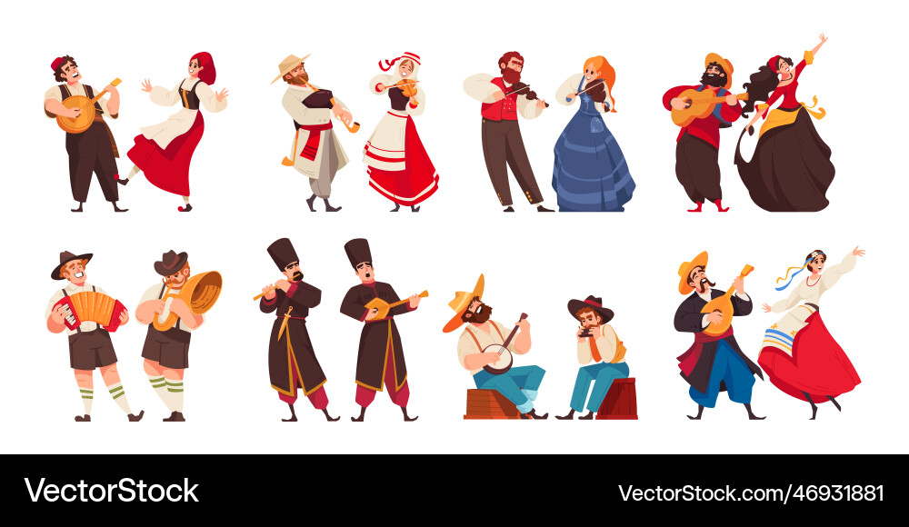 Folklore Music Dance Set Royalty Free Vector Image