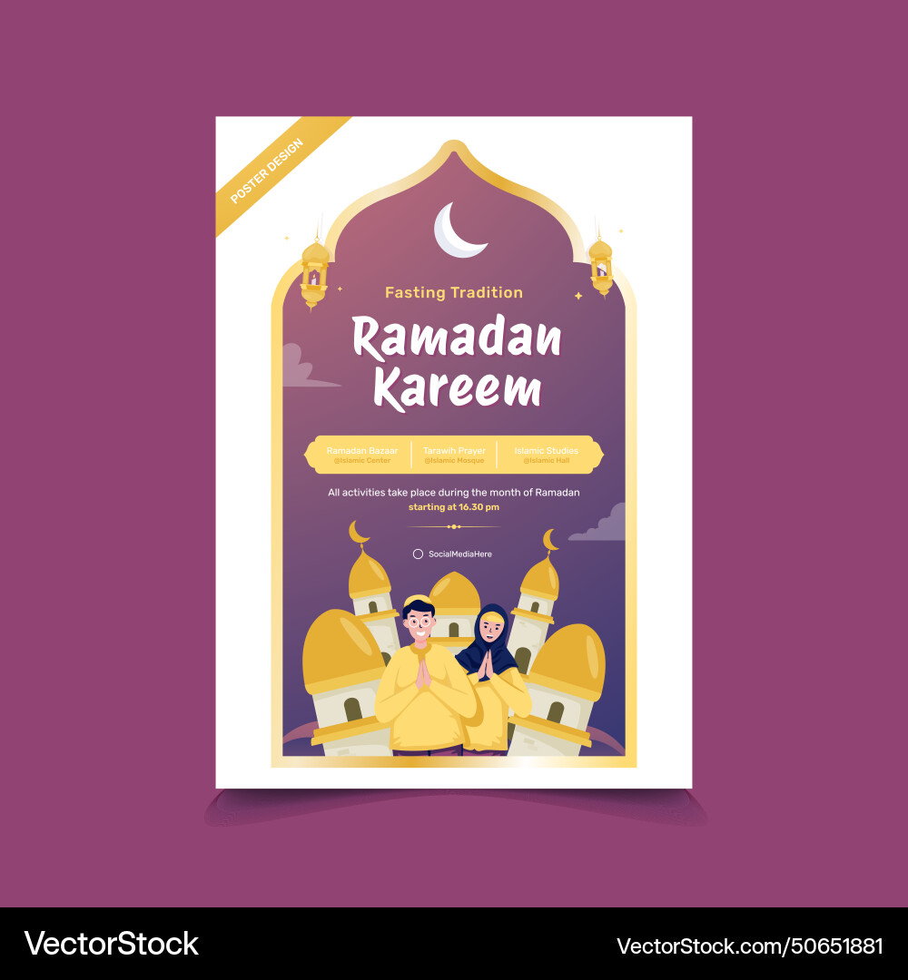 Islamic ramadan tradition event on poster design Vector Image