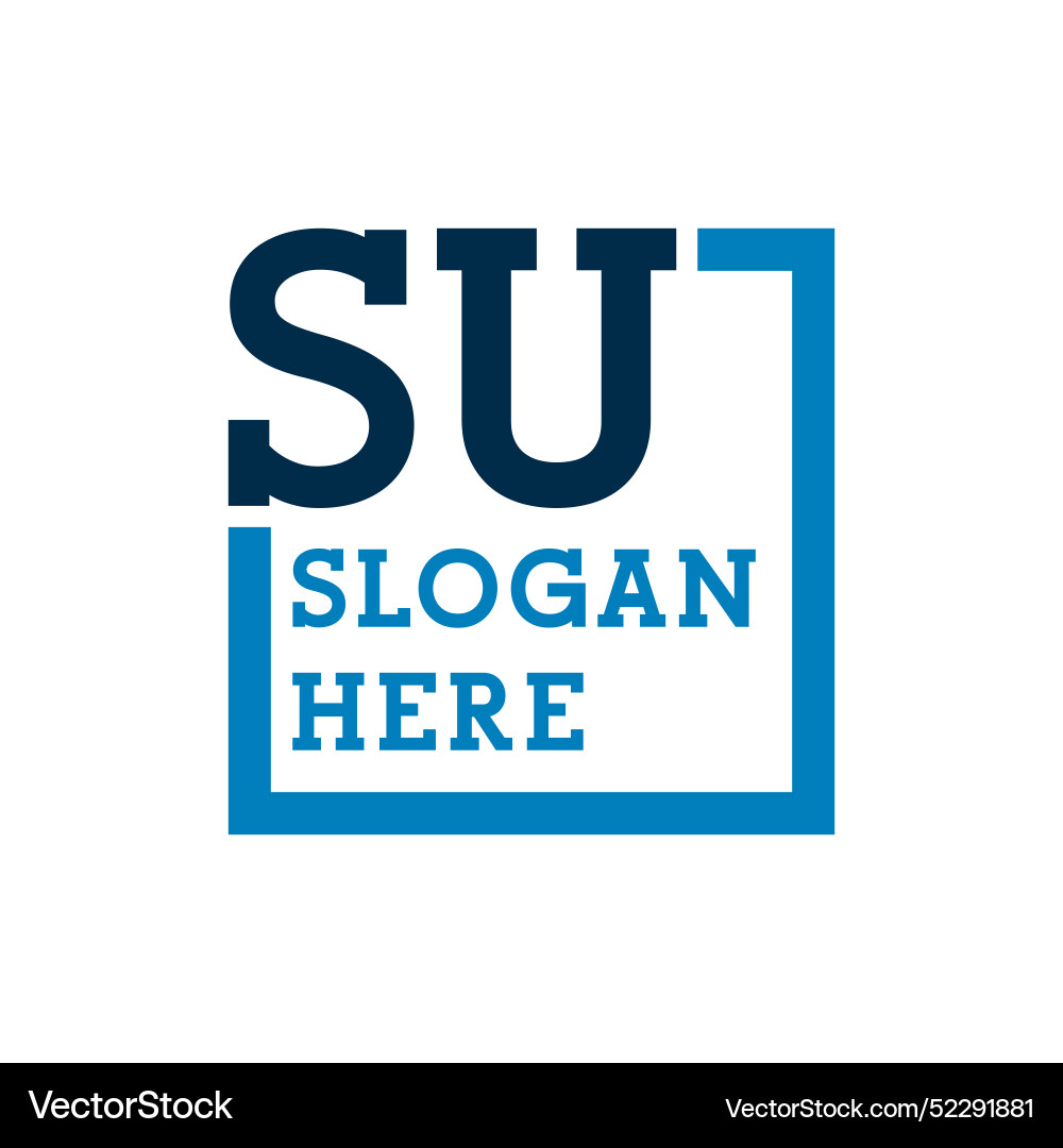 Minimal initials logo letters s and u su initial Vector Image