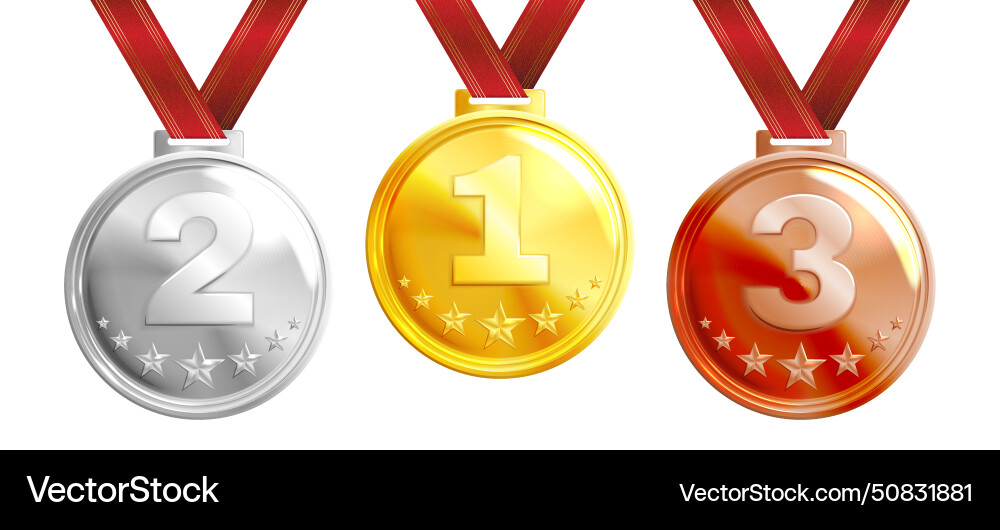 Realistic medal trophy set Royalty Free Vector Image