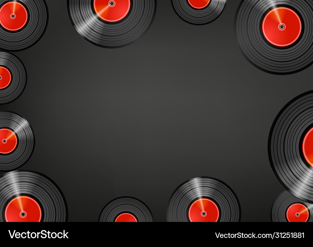 Retro vinyl discs wallpaper social media message Vector Image