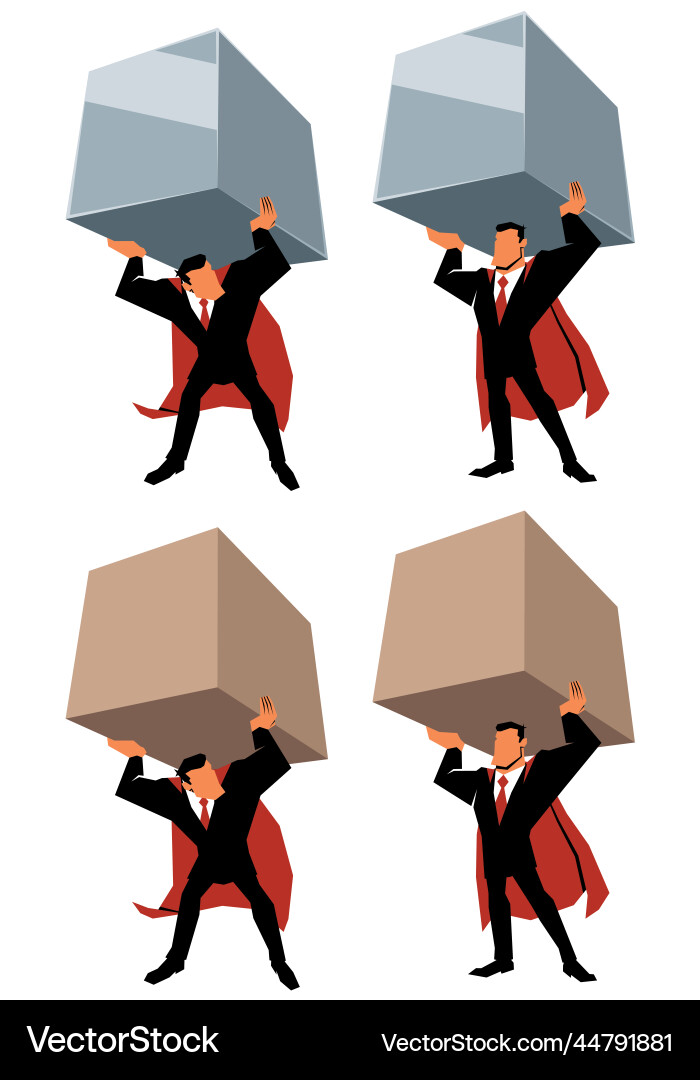 Super businessman lifting heavy load Royalty Free Vector