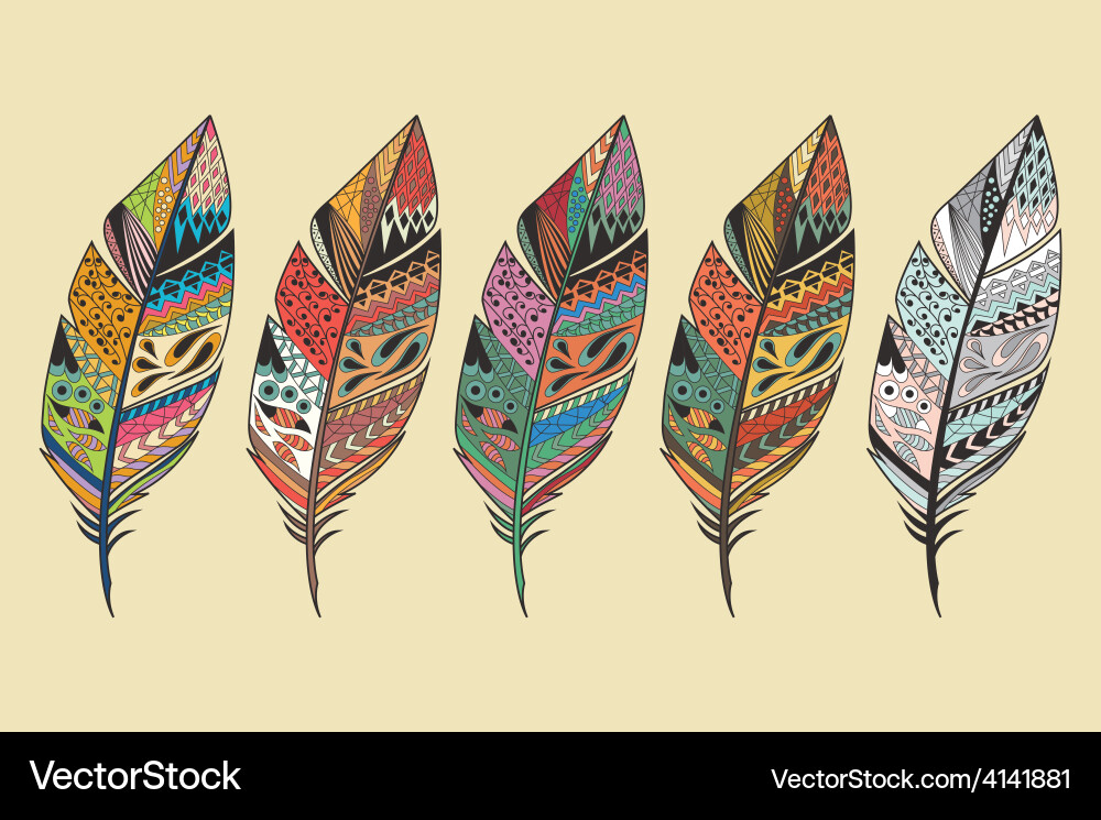 Vintage Tribal Feather Collection Royalty Free Vector Image