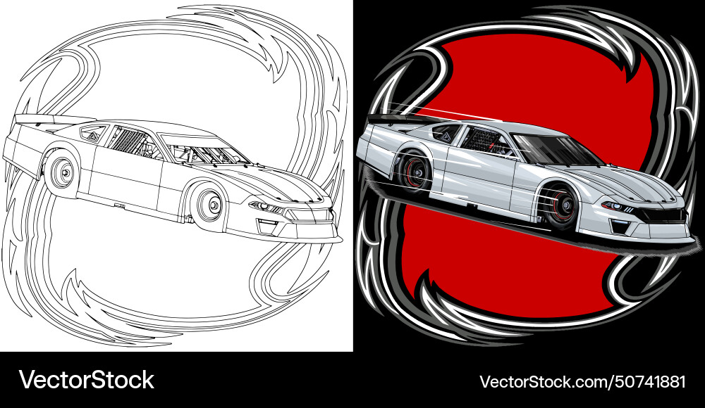 White drag racing car with red strip Royalty Free Vector