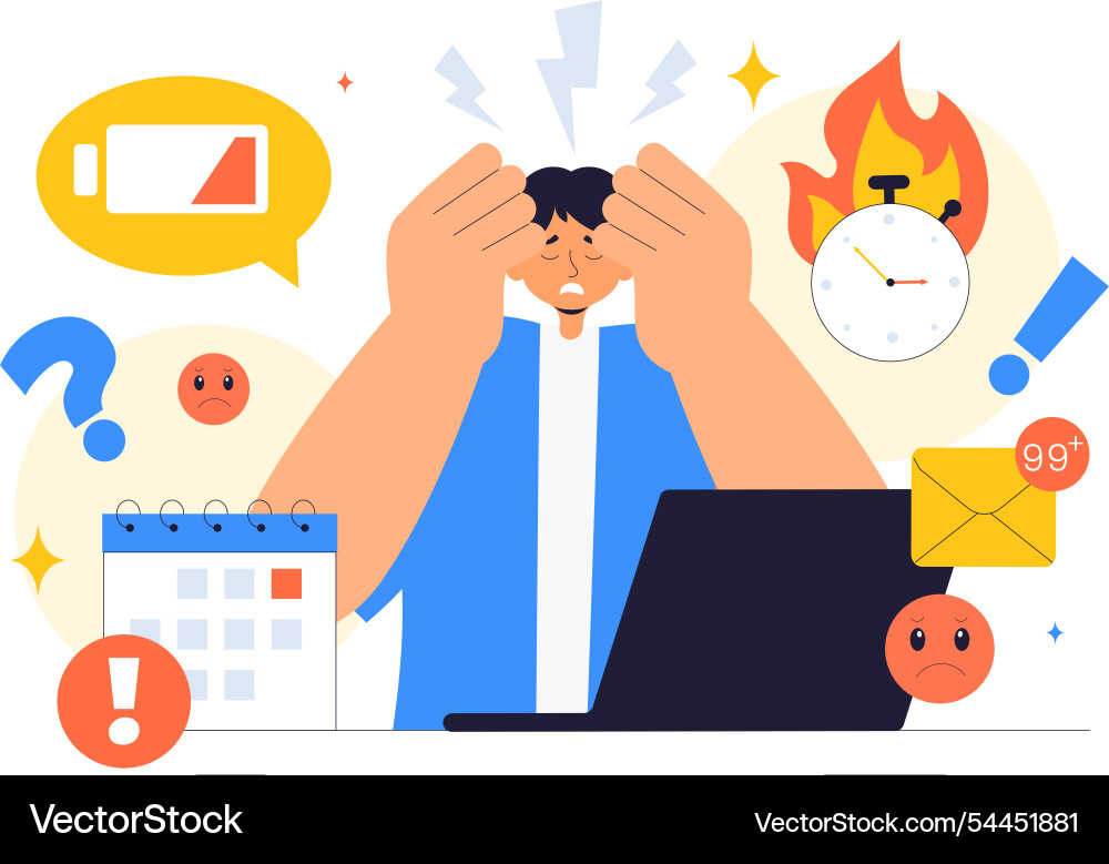 Work burnout prevention highlighting emotional Vector Image