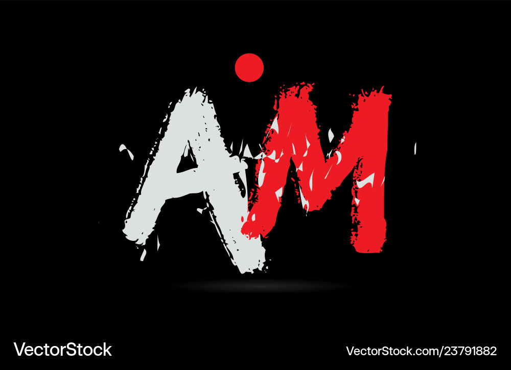 Alphabet letter combination am a m with grunge Vector Image