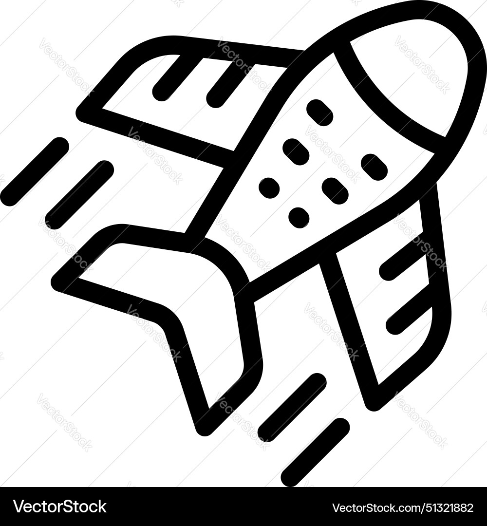 Cartoon rocket icon in flight Royalty Free Vector Image