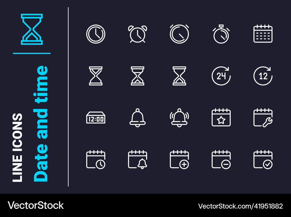 Date and time related symbols icons set Royalty Free Vector
