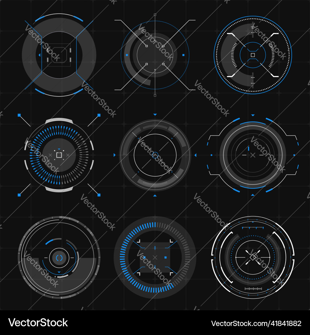 Futuristic optical aim hud compass collimator Vector Image