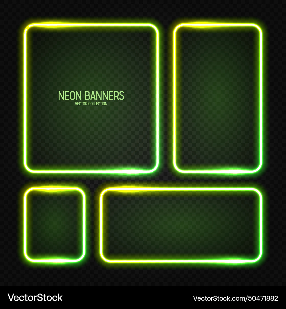 Glowing neon banners illuminated colorful square Vector Image