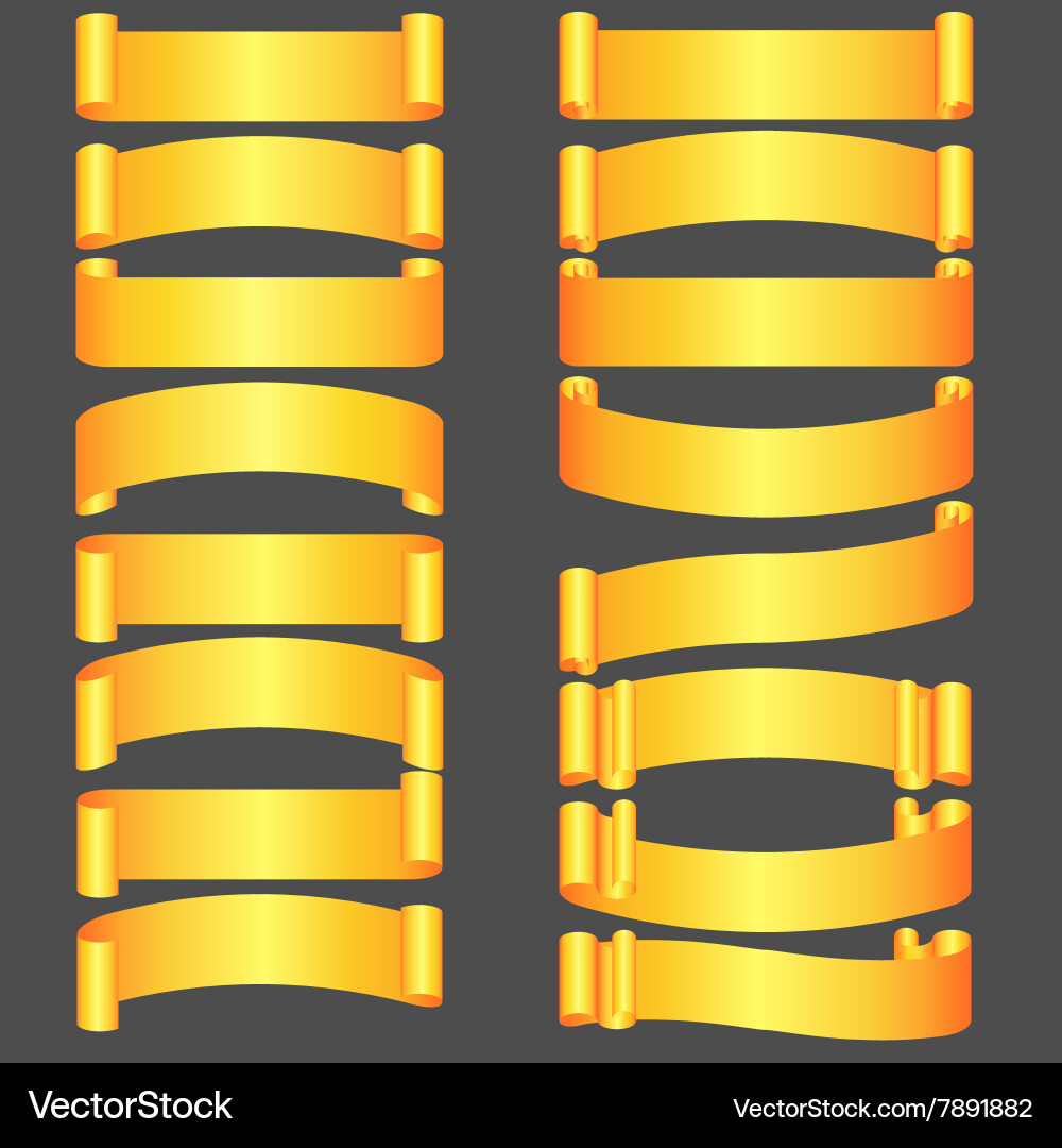 Golden ribbons set Royalty Free Vector Image - VectorStock