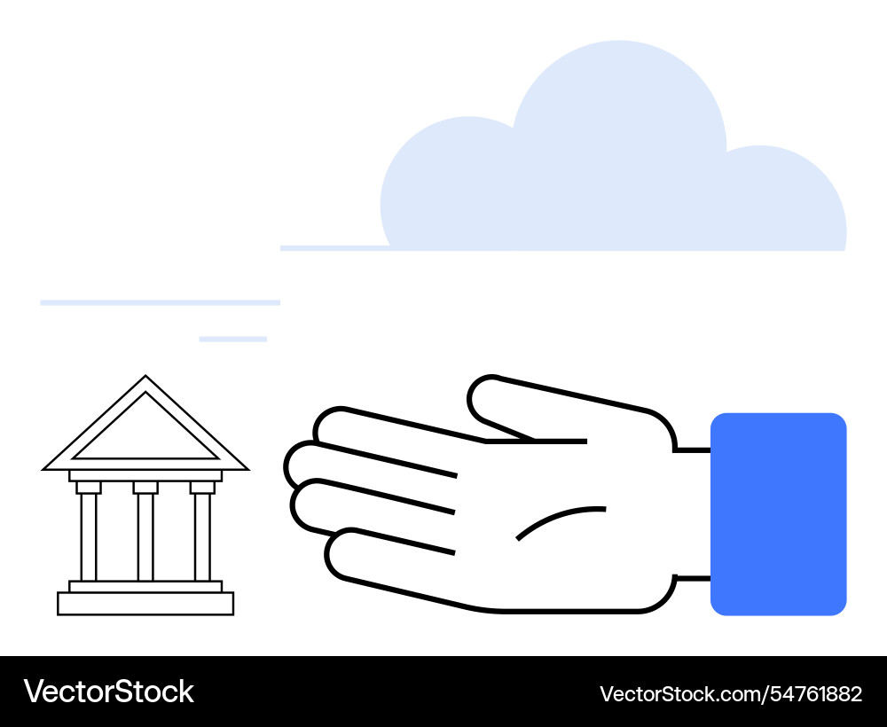 Hand reaching for financial stability with clouds Vector Image