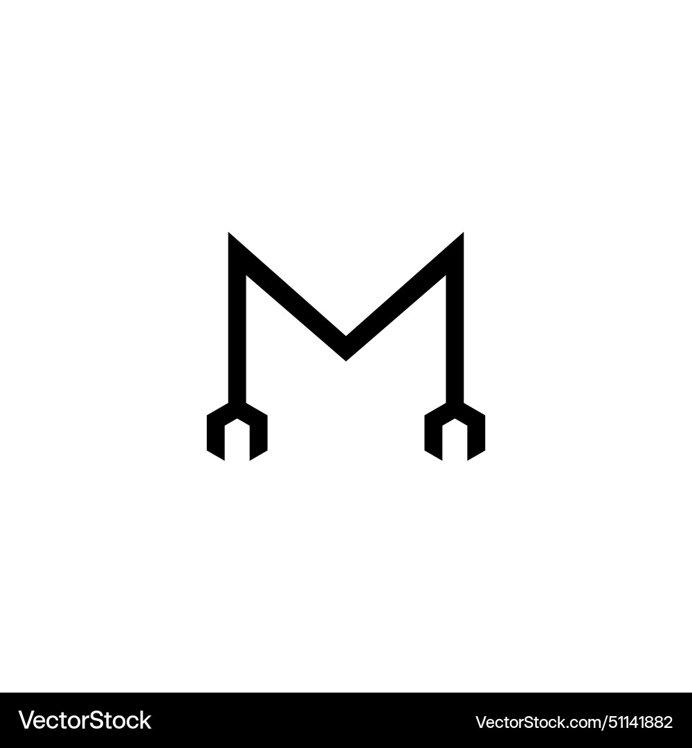 Letter m wrench simple logo symbol Royalty Free Vector Image