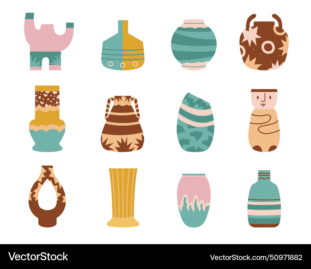 Porcelain ceramic vase collection for interior Vector Image