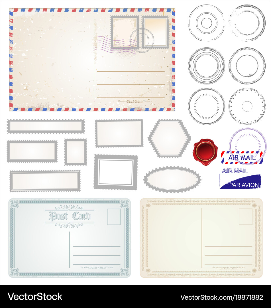 Set of post stamp symbols Royalty Free Vector Image
