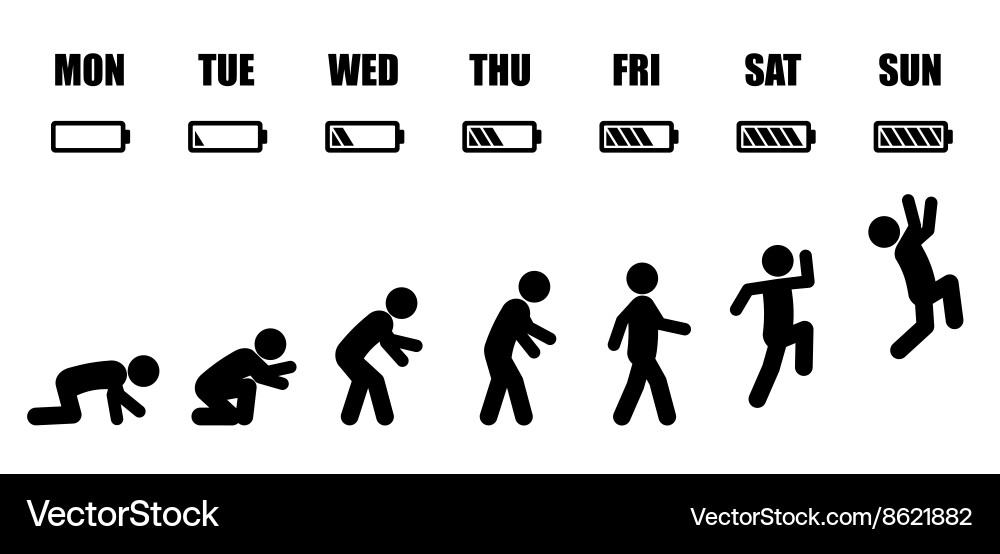 Working Life Stages Black Stick Figures Royalty Free Vector